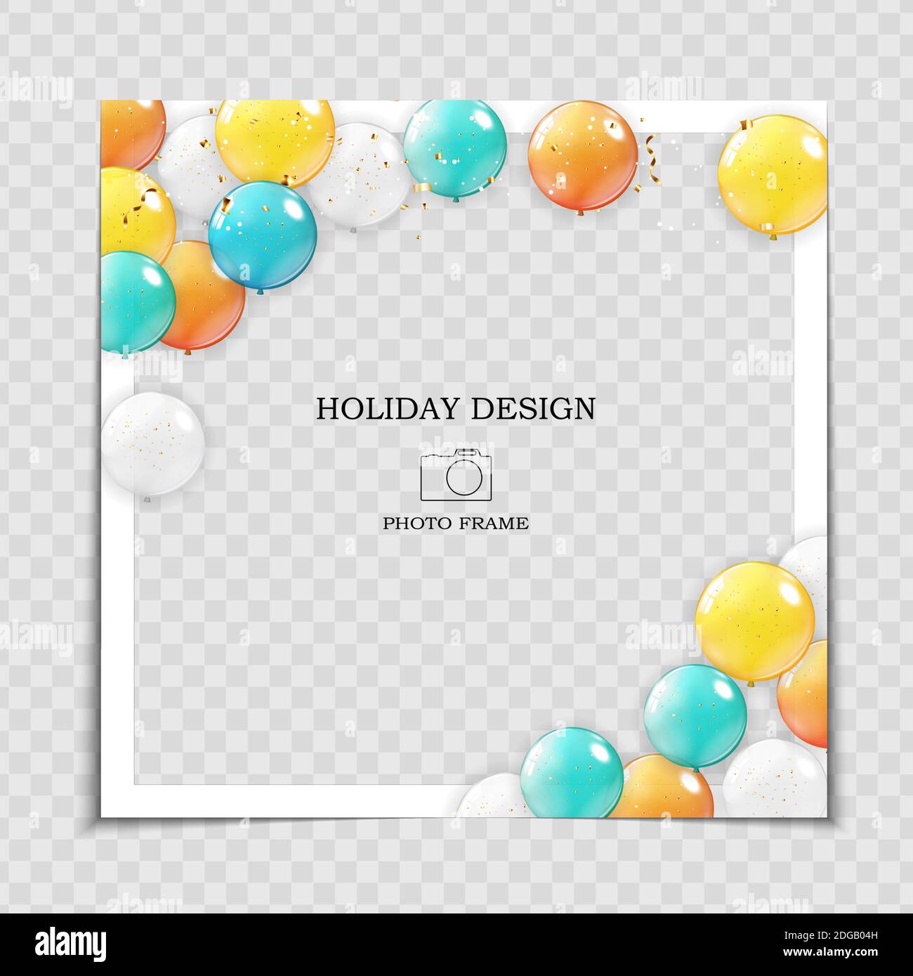 Party Holiday Photo Frame Template with balloons for post in Social ...