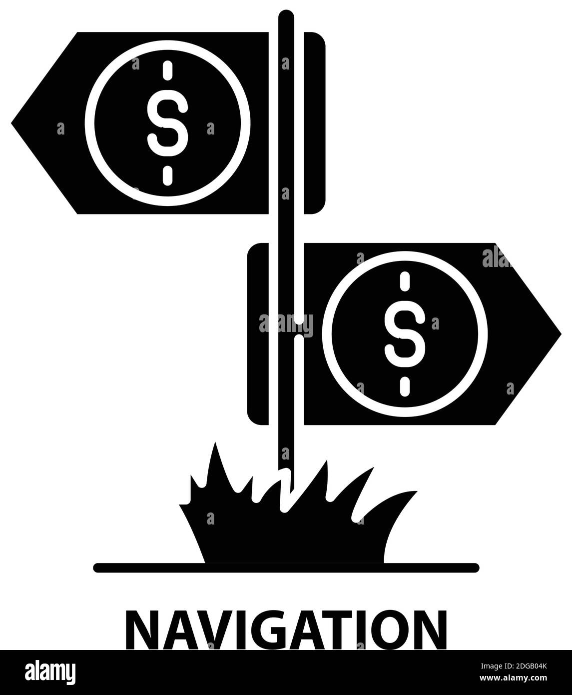 navigation icon, black vector sign with editable strokes, concept ...