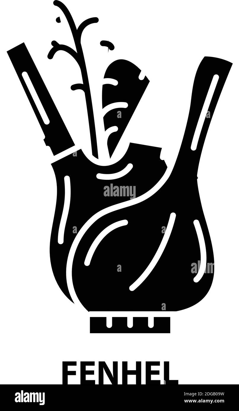 fenhel icon, black vector sign with editable strokes, concept ...