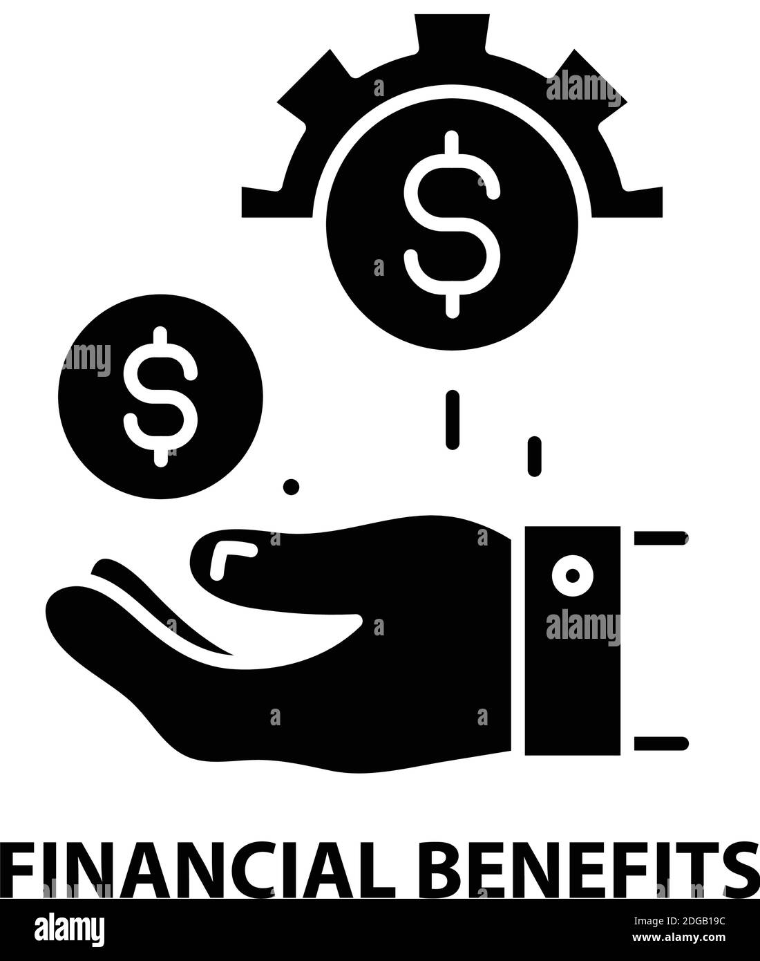 financial benefits icon, black vector sign with editable strokes ...