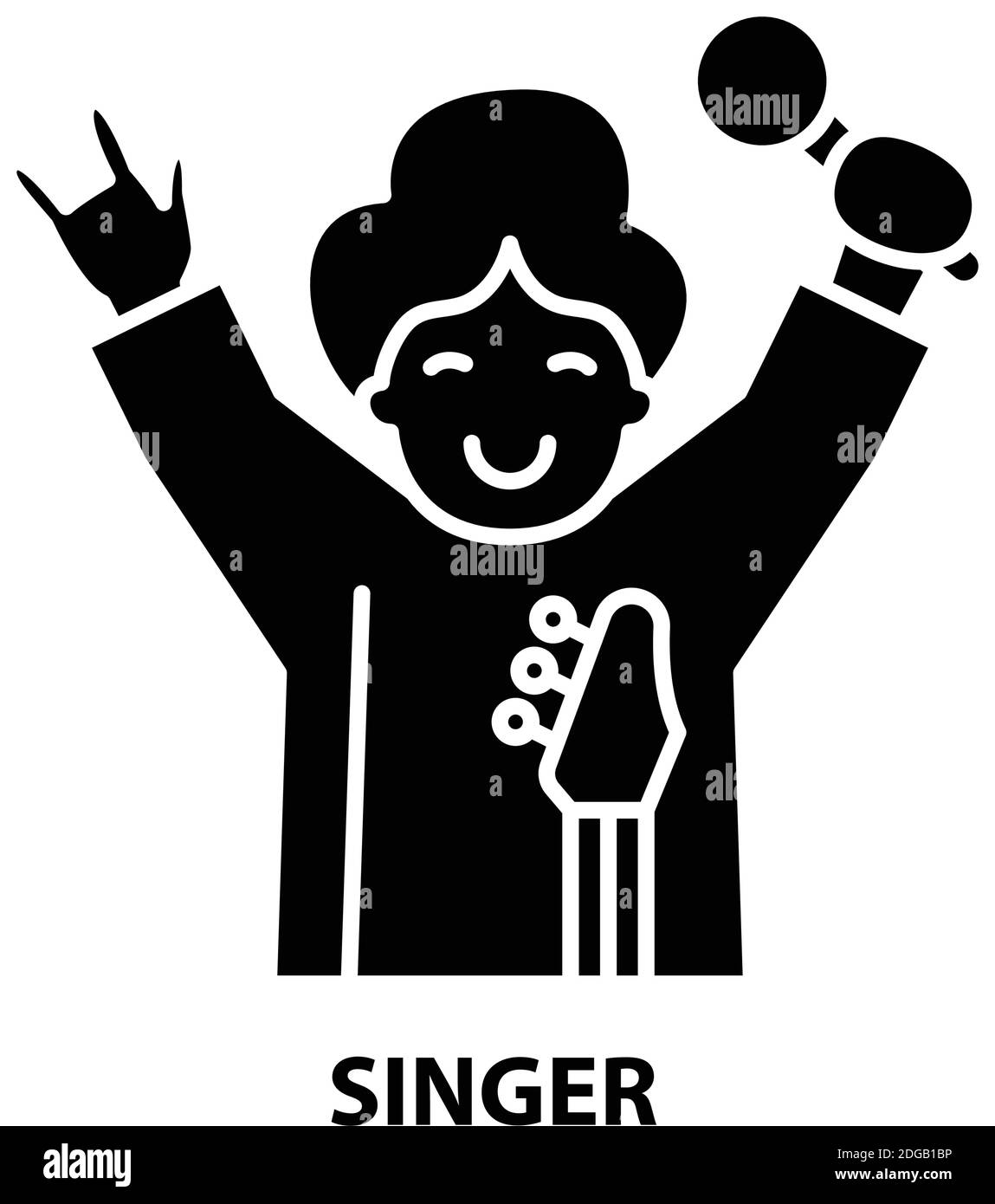 singer icon, black vector sign with editable strokes, concept ...