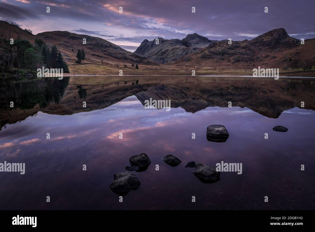 Sunset Scene at Blea Tarn, Lake District National Park, Cumbria, UK ...