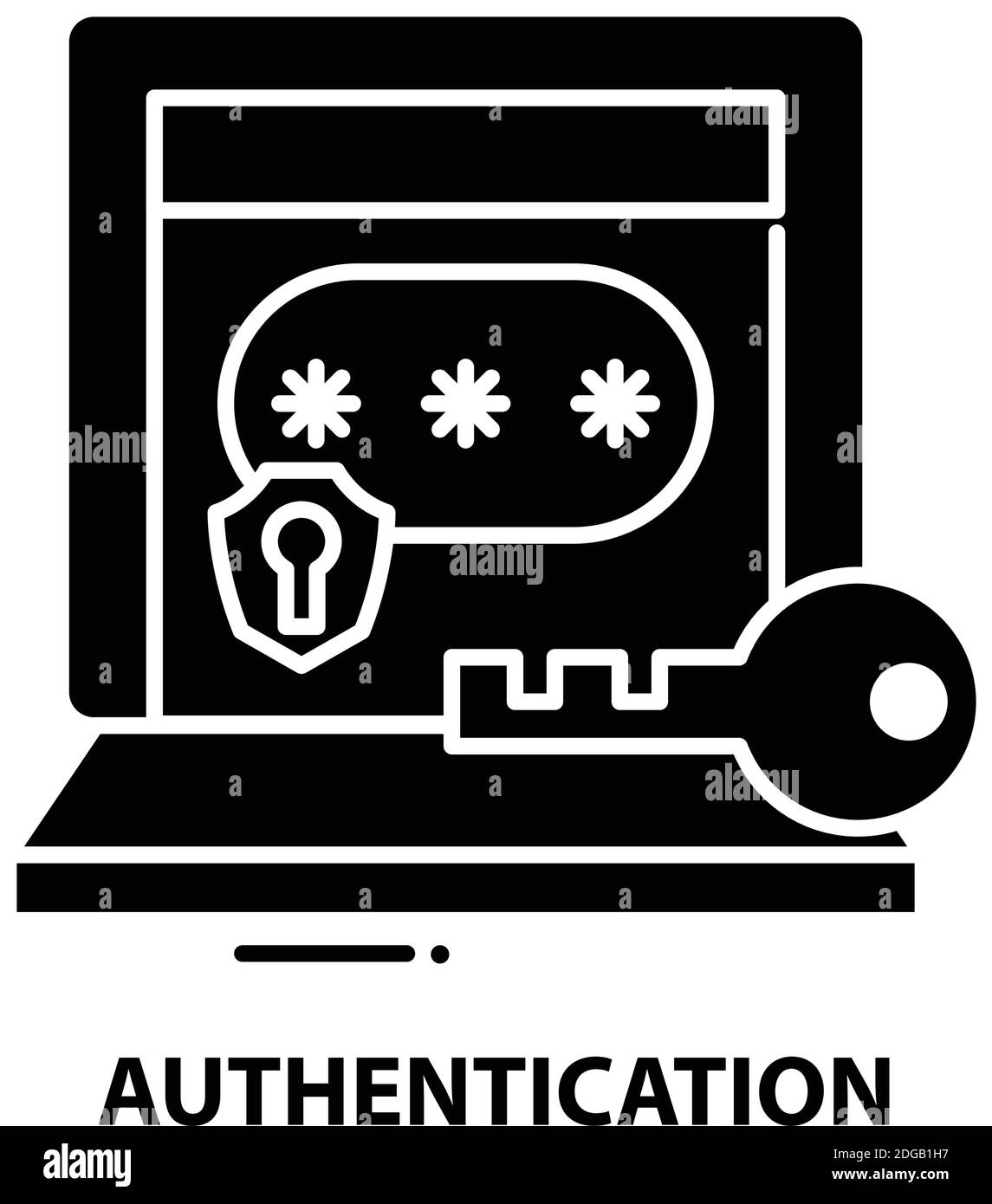 authentication icon, black vector sign with editable strokes, concept ...