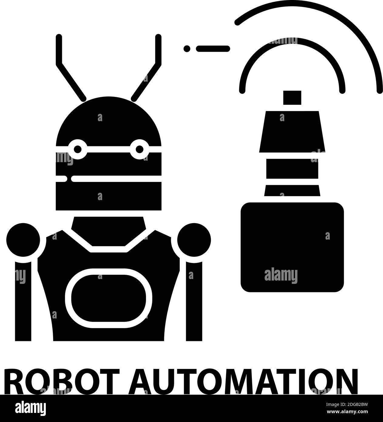 robot automation icon, black vector sign with editable strokes, concept ... robot automation icon, black vector sign with editable strokes, concept ...