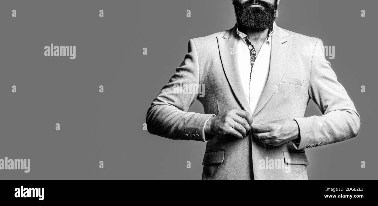 Man in suit. Male beard and mustache. Elegant man in business suit ...