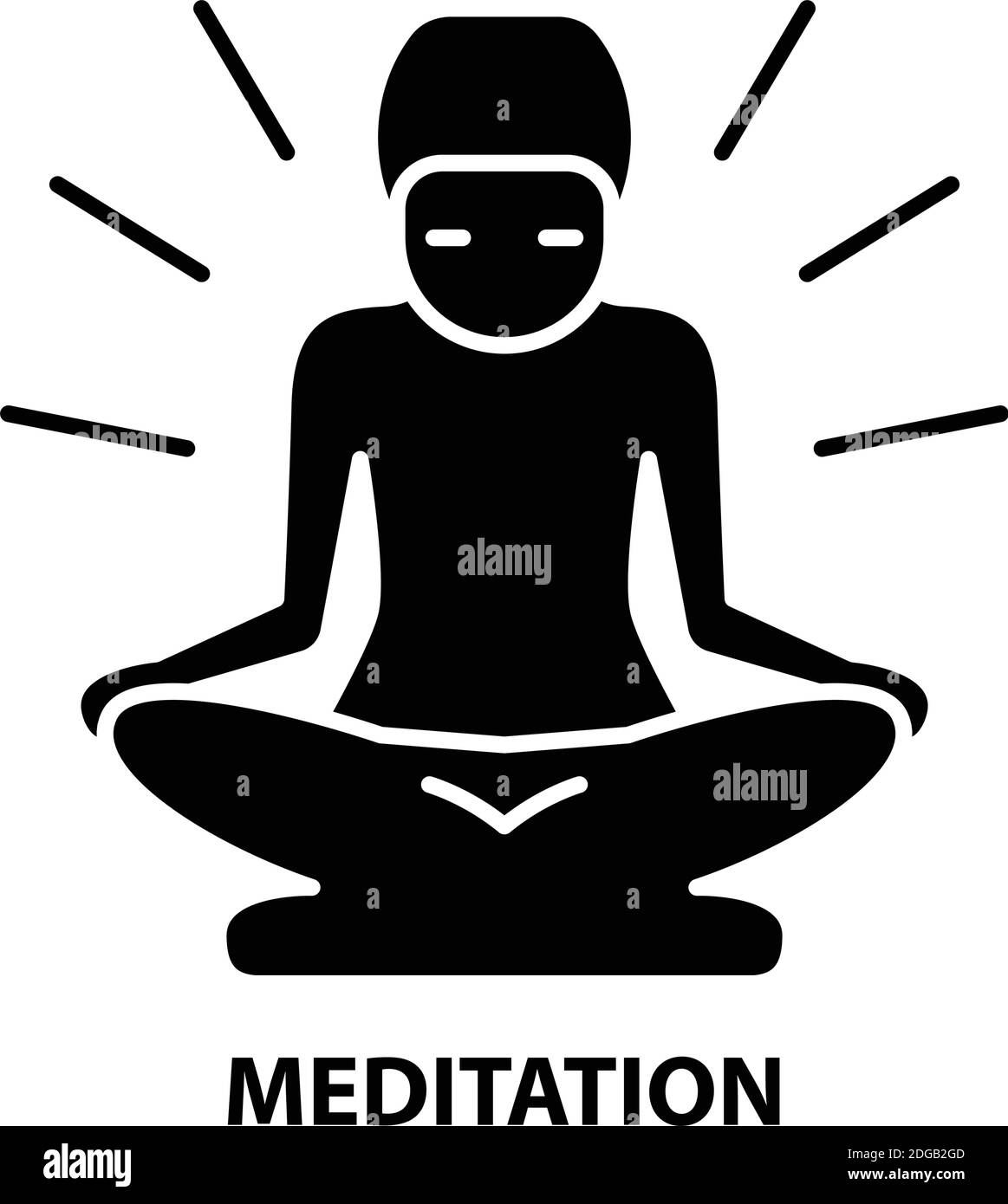 meditation icon, black vector sign with editable strokes, concept ...