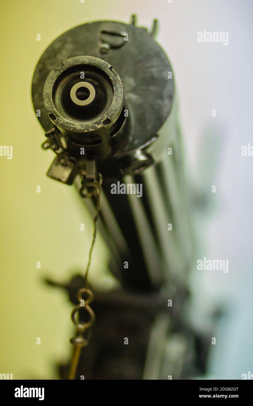 Old Gatling gun, one of the best-known early rapid-fire spring loaded ...