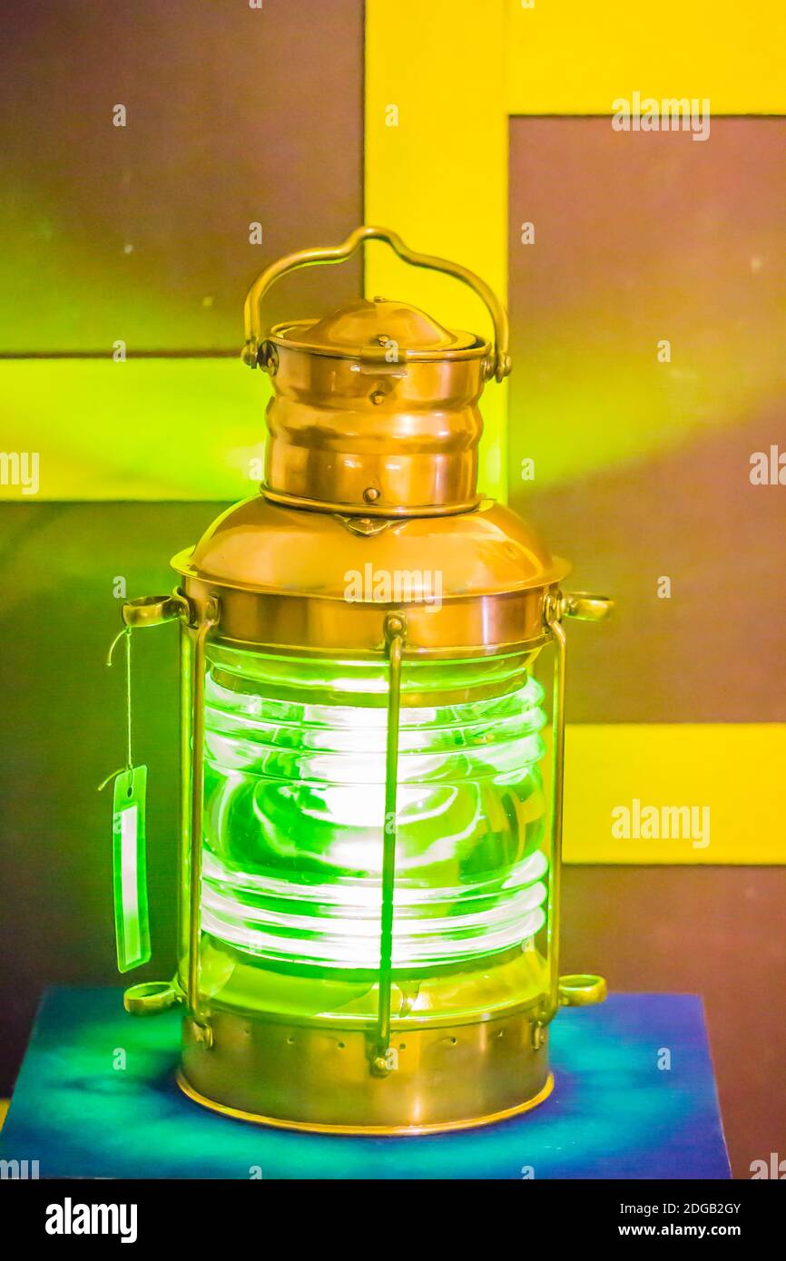 Vintage old submarine signal lamp, a visual signaling device for ...