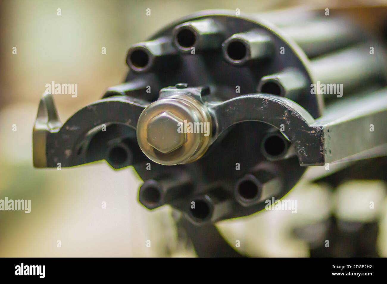 Old Gatling gun, one of the best-known early rapid-fire spring loaded ...