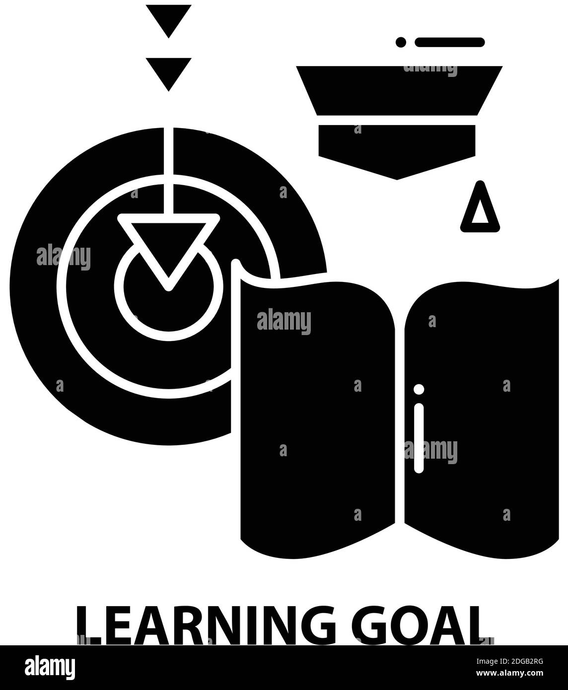 learning goal icon, black vector sign with editable strokes, concept ...