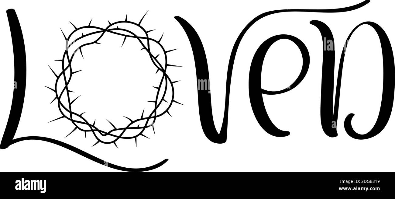 Loved, Hand written vector calligraphy lettering text with crown of ...