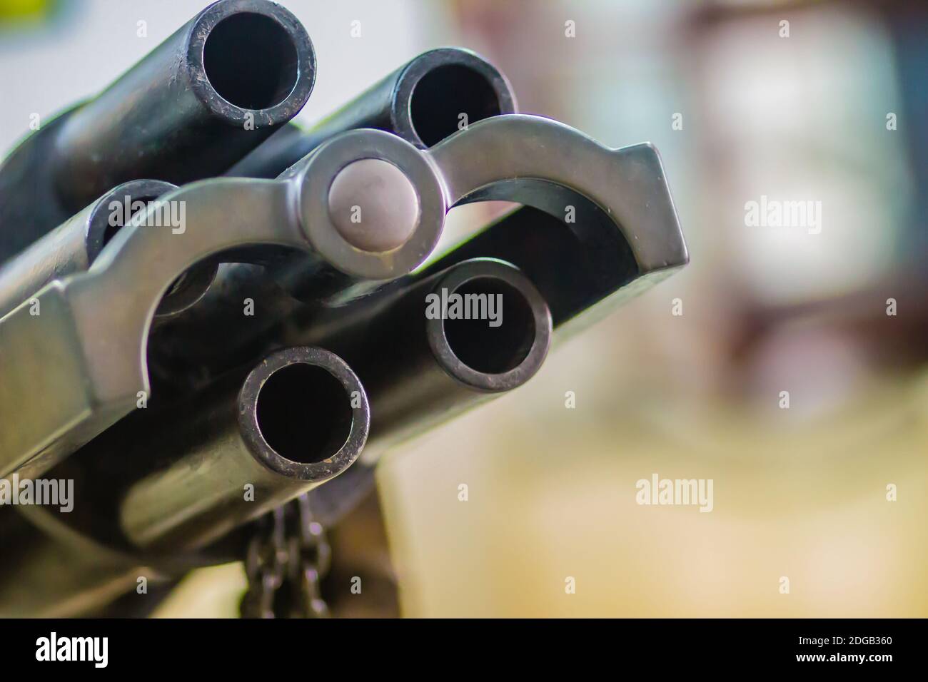 Old Gatling gun, one of the best-known early rapid-fire spring loaded ...