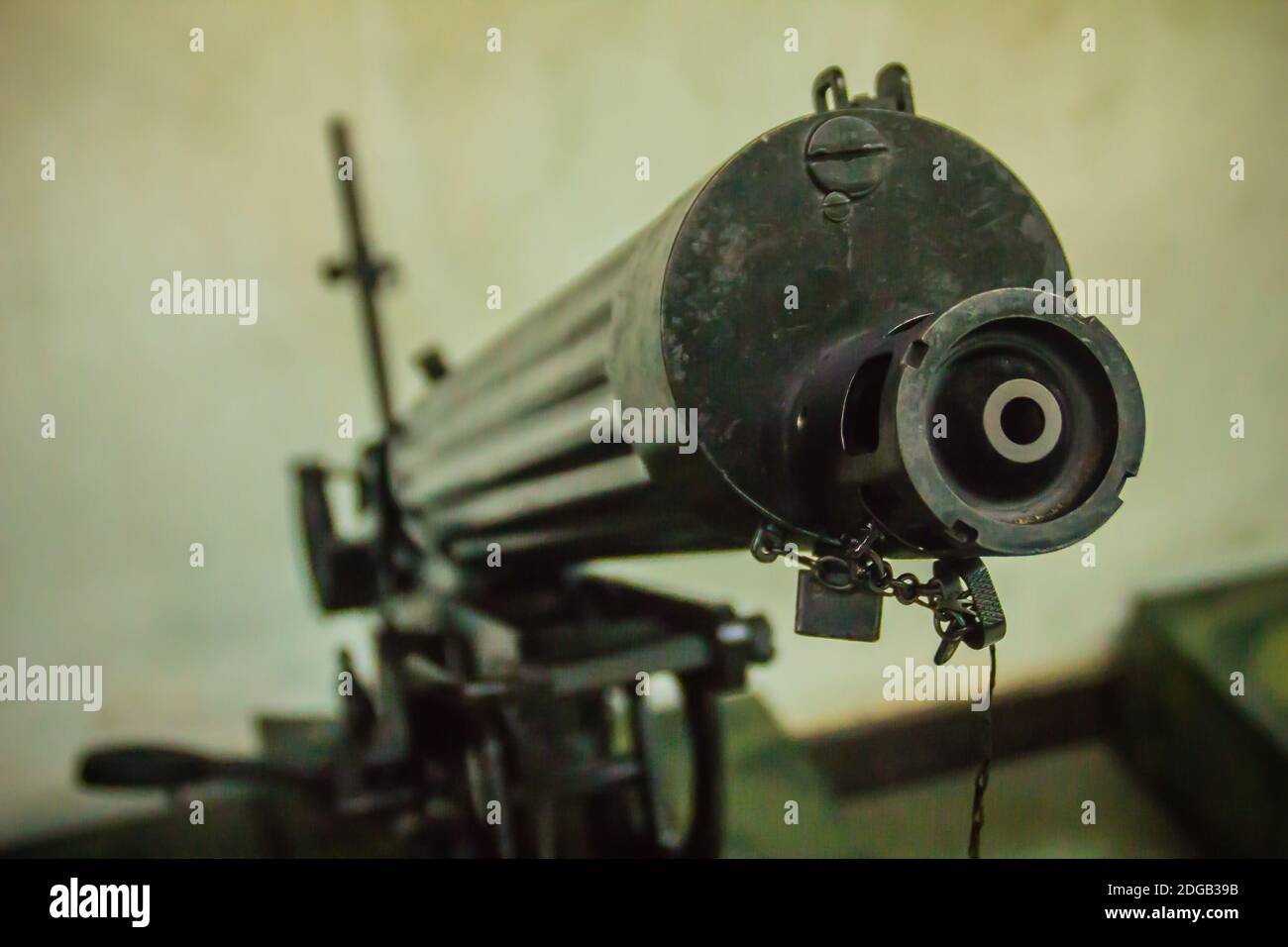 Old Gatling gun, one of the best-known early rapid-fire spring loaded ...