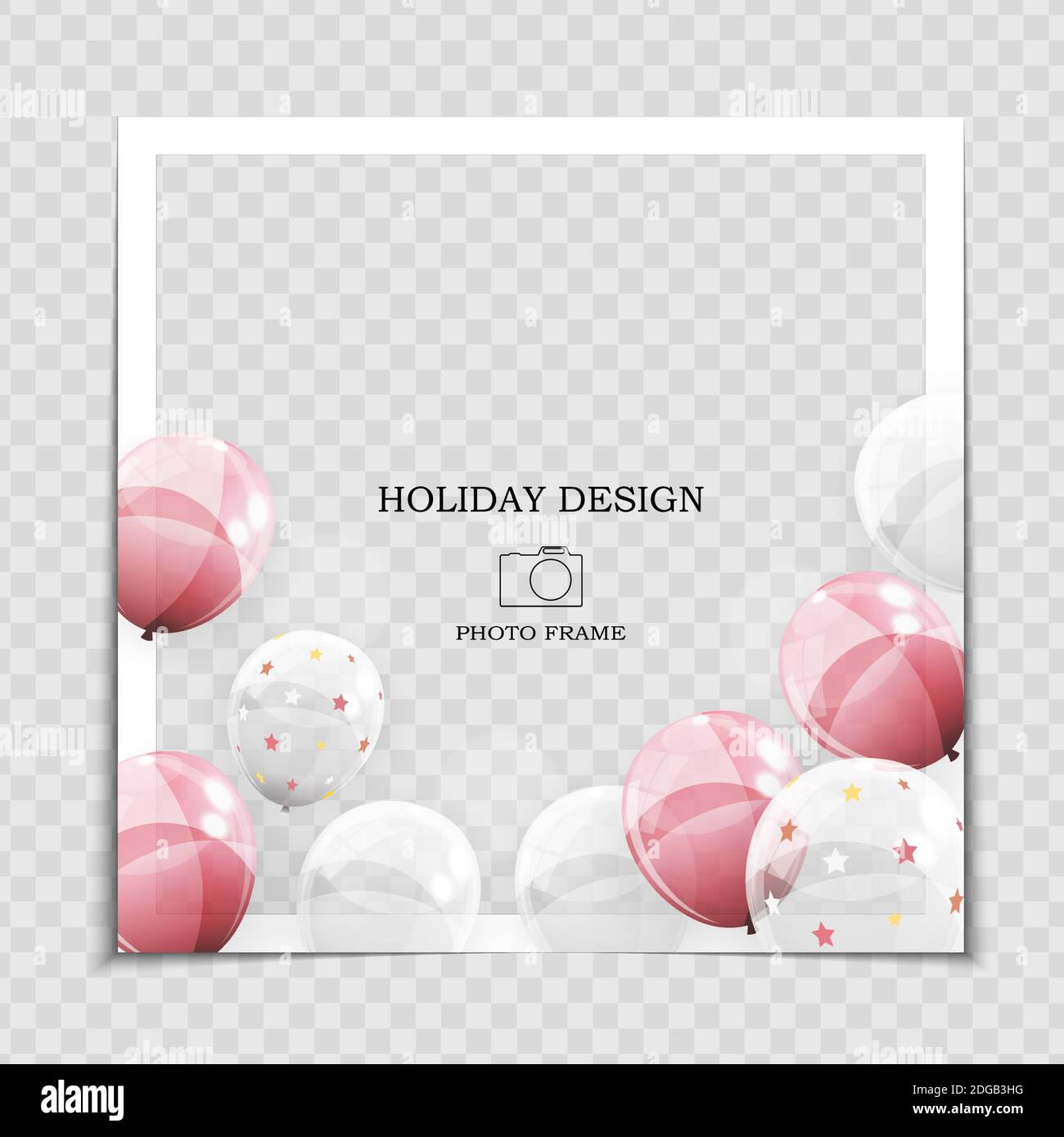 Party Holiday Photo Frame Template with balloons for post in Social ...