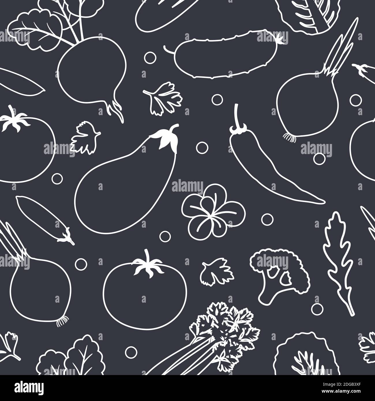 Vegetables seamless pattern. Linear graphic. Vegetables background ...