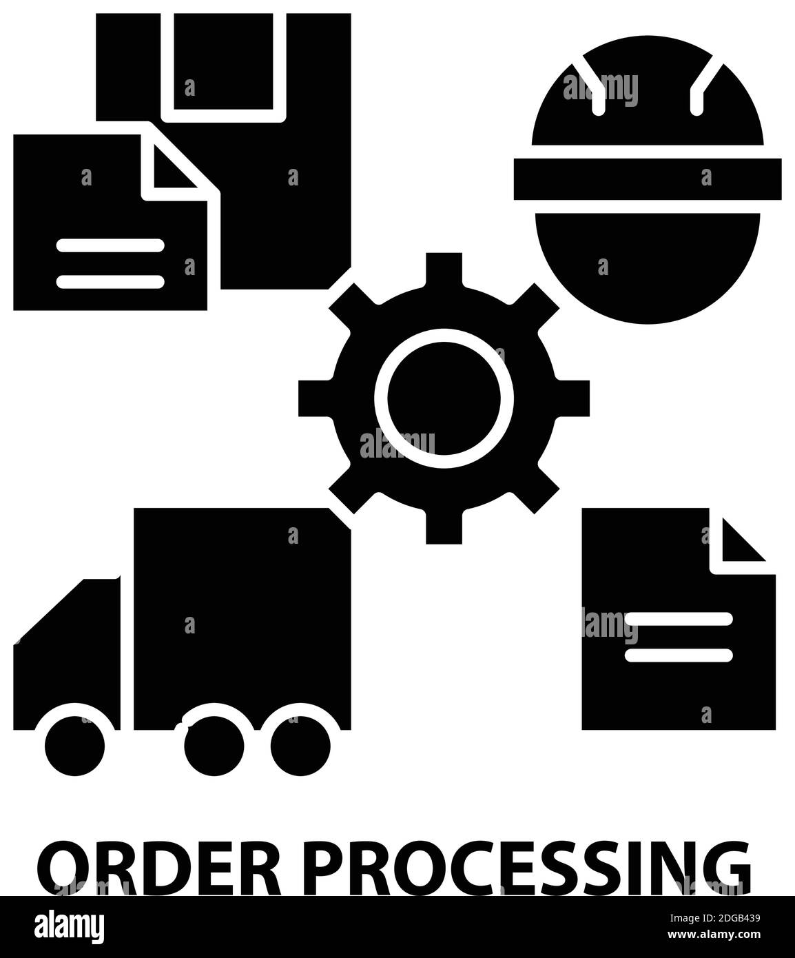 order processing icon, black vector sign with editable strokes, concept ...