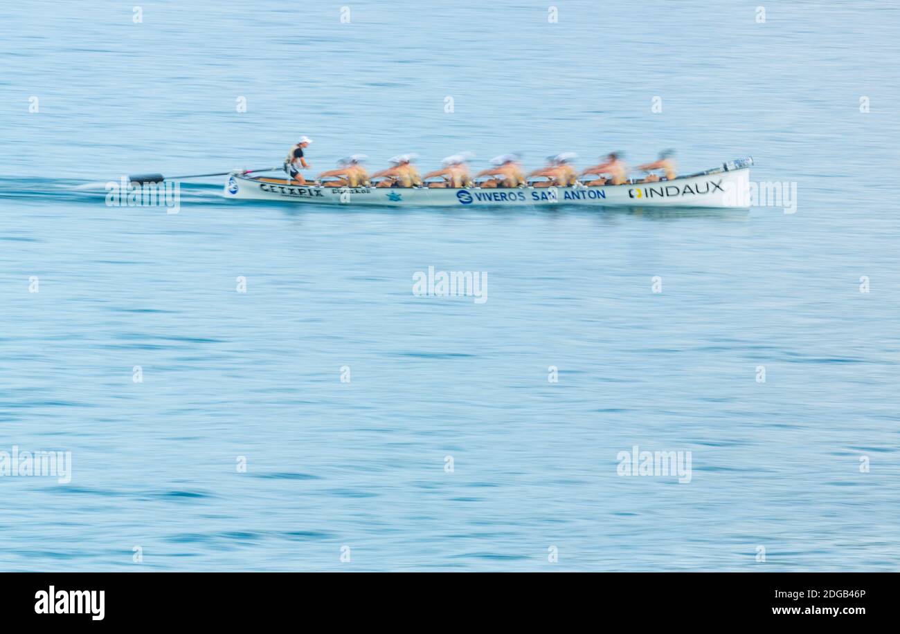 TRAINERA, traditional boat of the Cantabrian sea coast at the southern ...