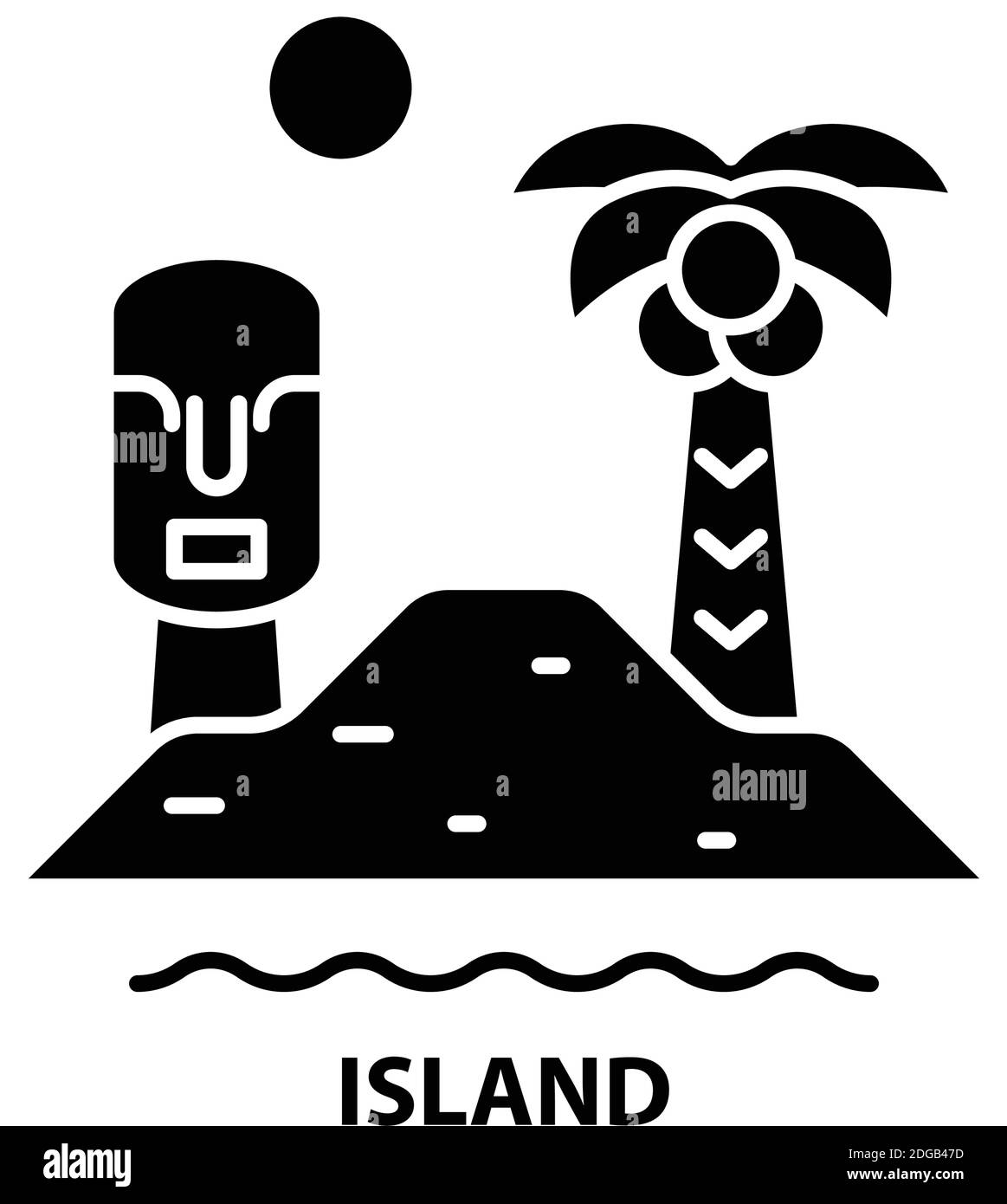 island icon, black vector sign with editable strokes, concept ...