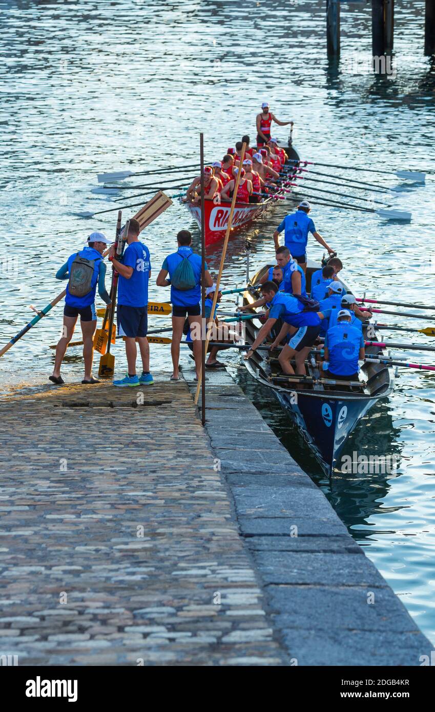 TRAINERA, traditional boat of the Cantabrian sea coast at the southern ...