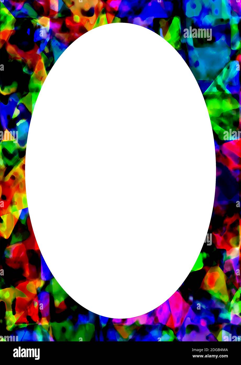 White Frame With Abstract Colored Rounded Borders Stock Photo - Alamy