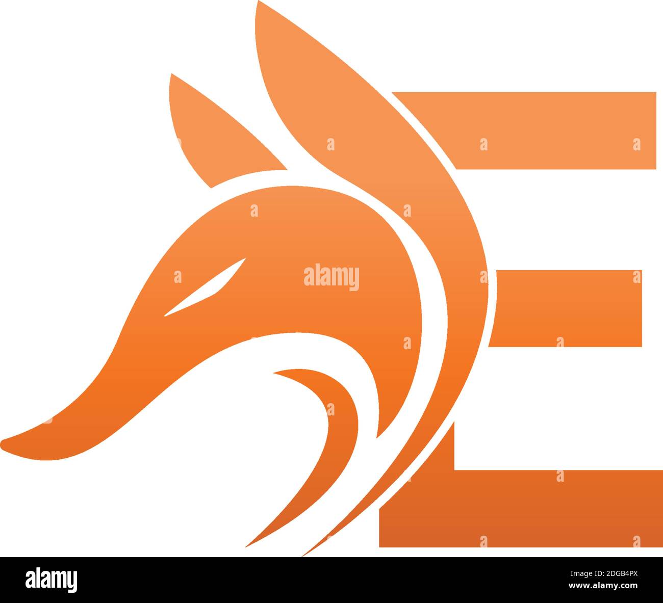 Fox head icon combination with letter E logo icon design vector Stock ...