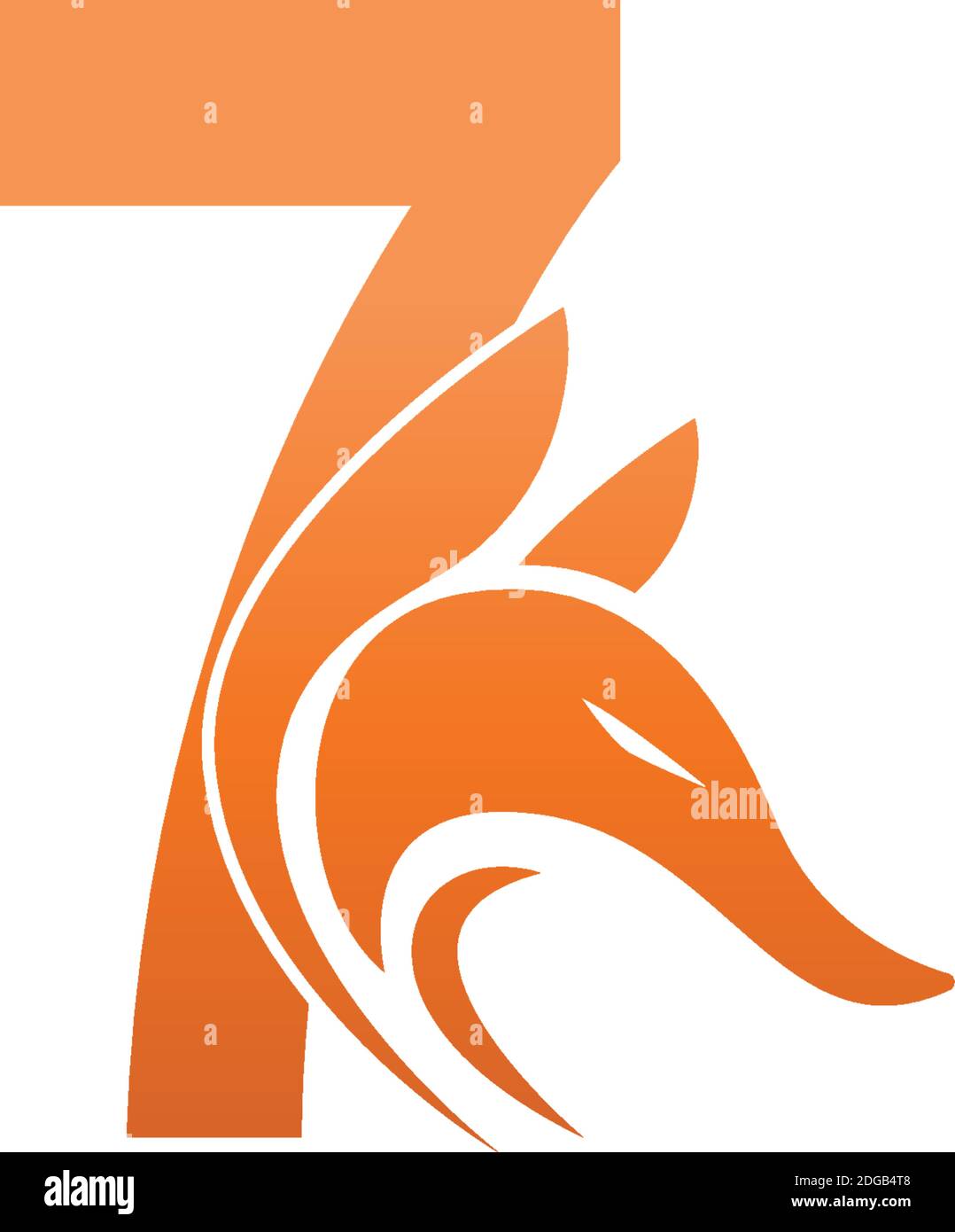 Fox head icon combination with number 7 logo icon design vector Stock ...
