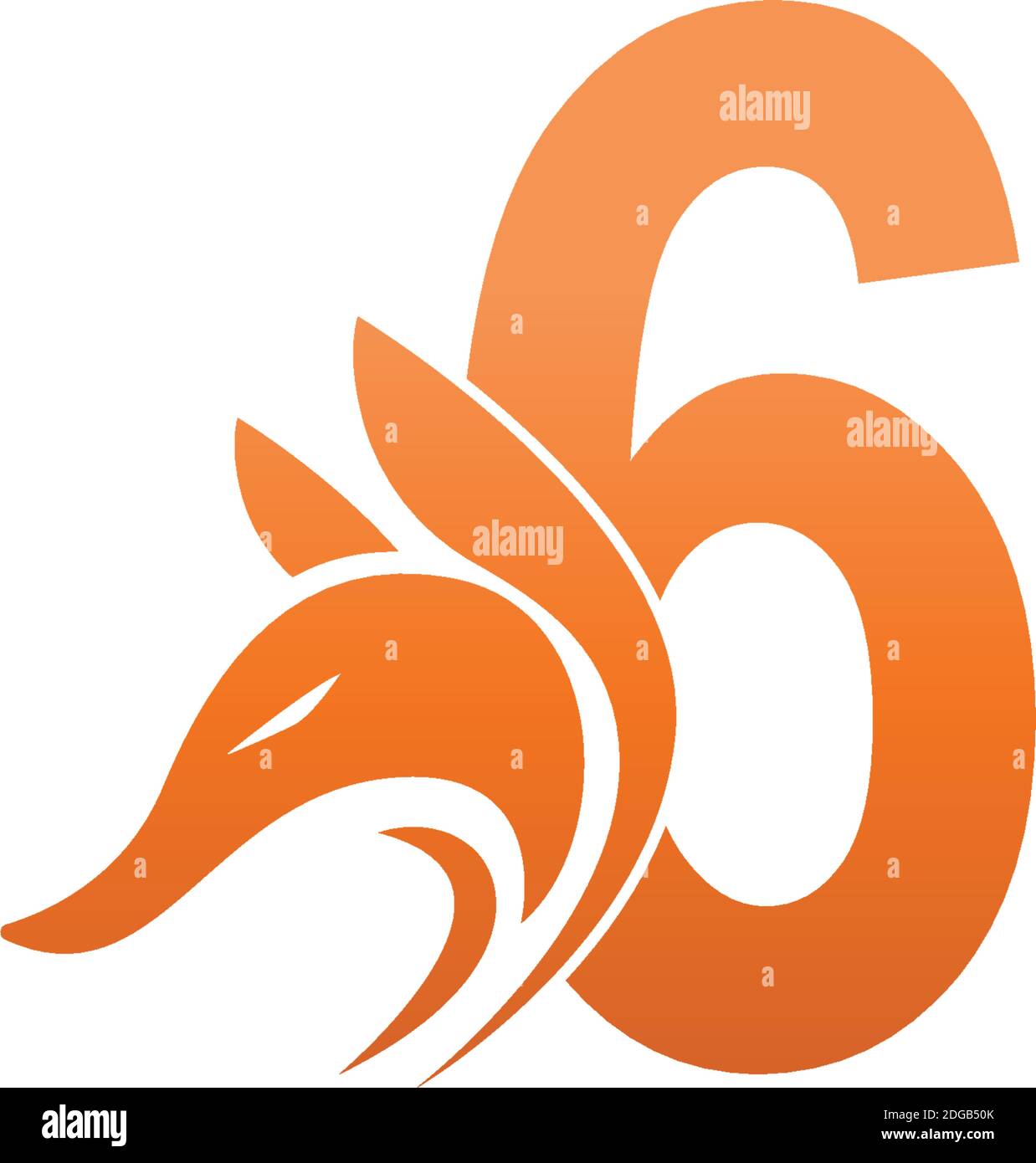 Fox head icon combination with number 6 logo icon design vector Stock ...