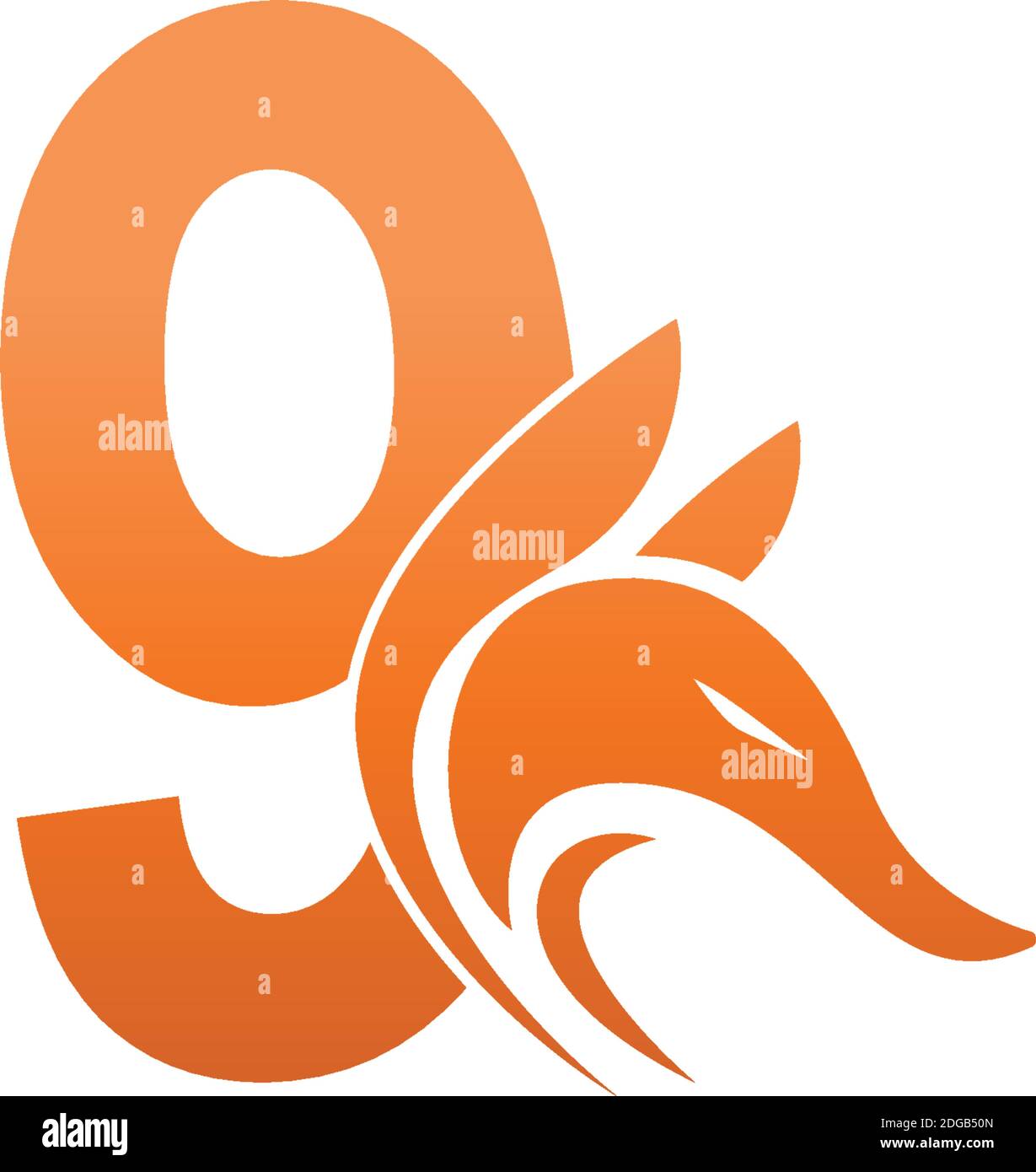 Fox head icon combination with number 9 logo icon design vector Stock ...