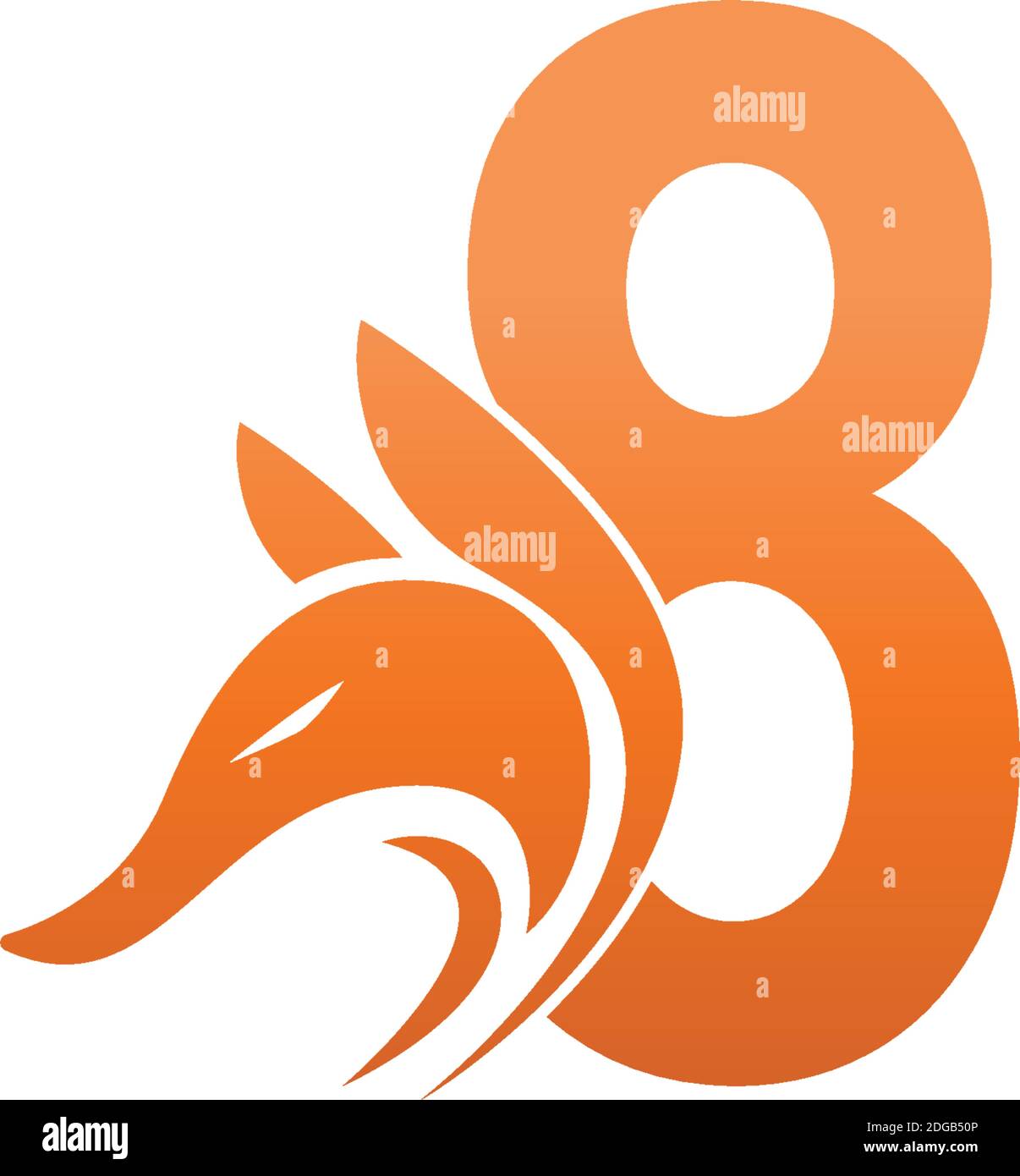 Fox head icon combination with number 8 logo icon design vector Stock ...