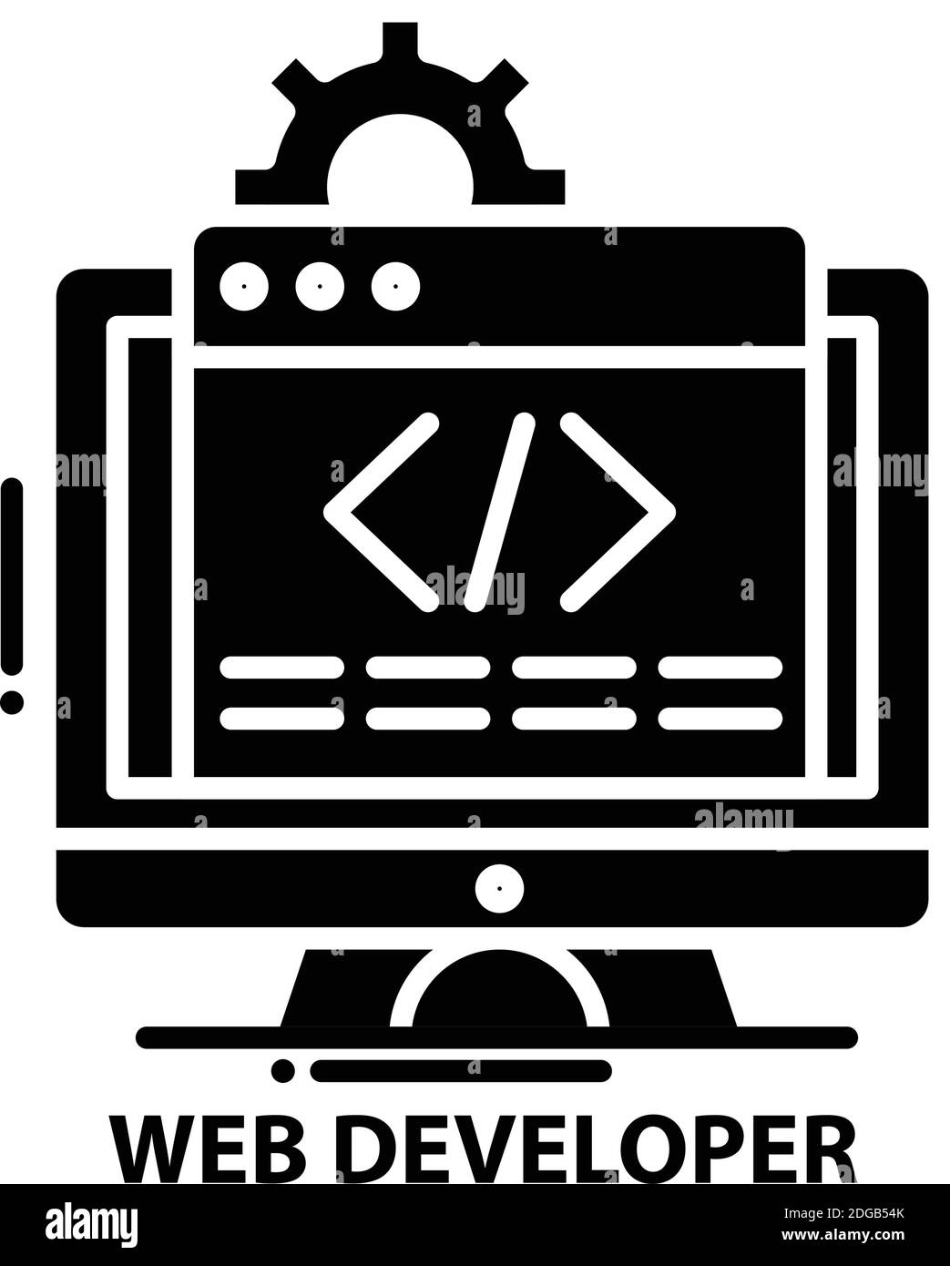 Web Developer Icon, Black Vector Sign With Editable Strokes, Concept 