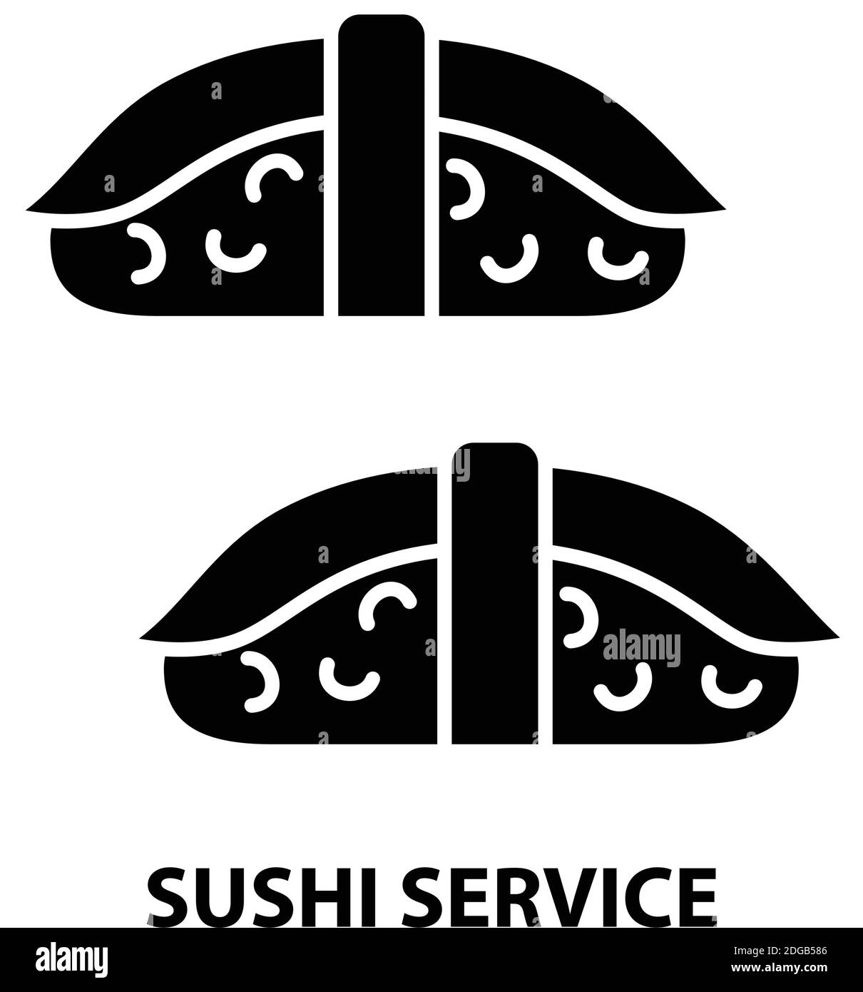sushi service icon, black vector sign with editable strokes, concept ...