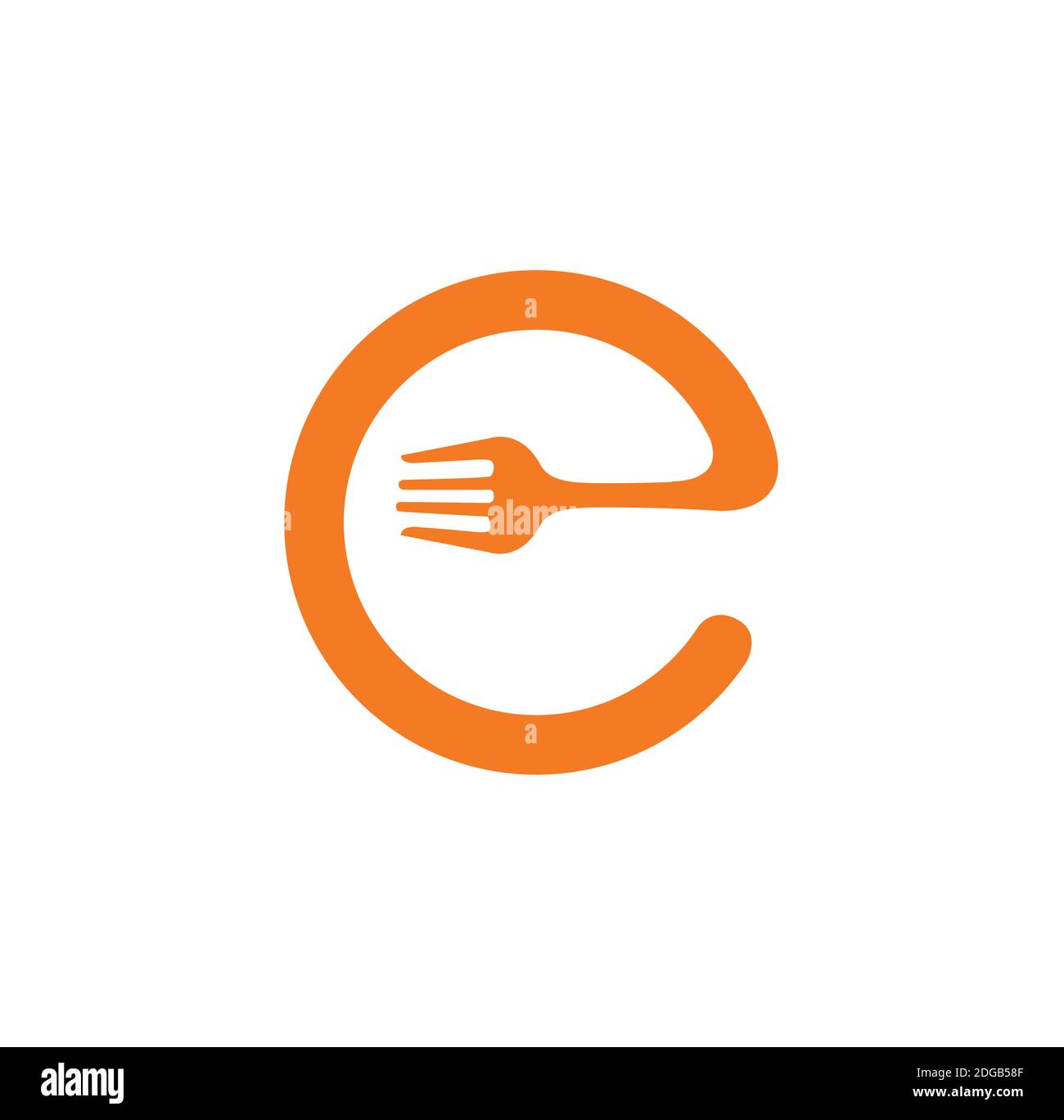 Letter C with a tablespoon form. Orange letter C in Spoon form Stock ...