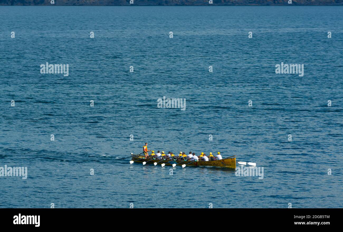 TRAINERA, traditional boat of the Cantabrian sea coast at the southern ...