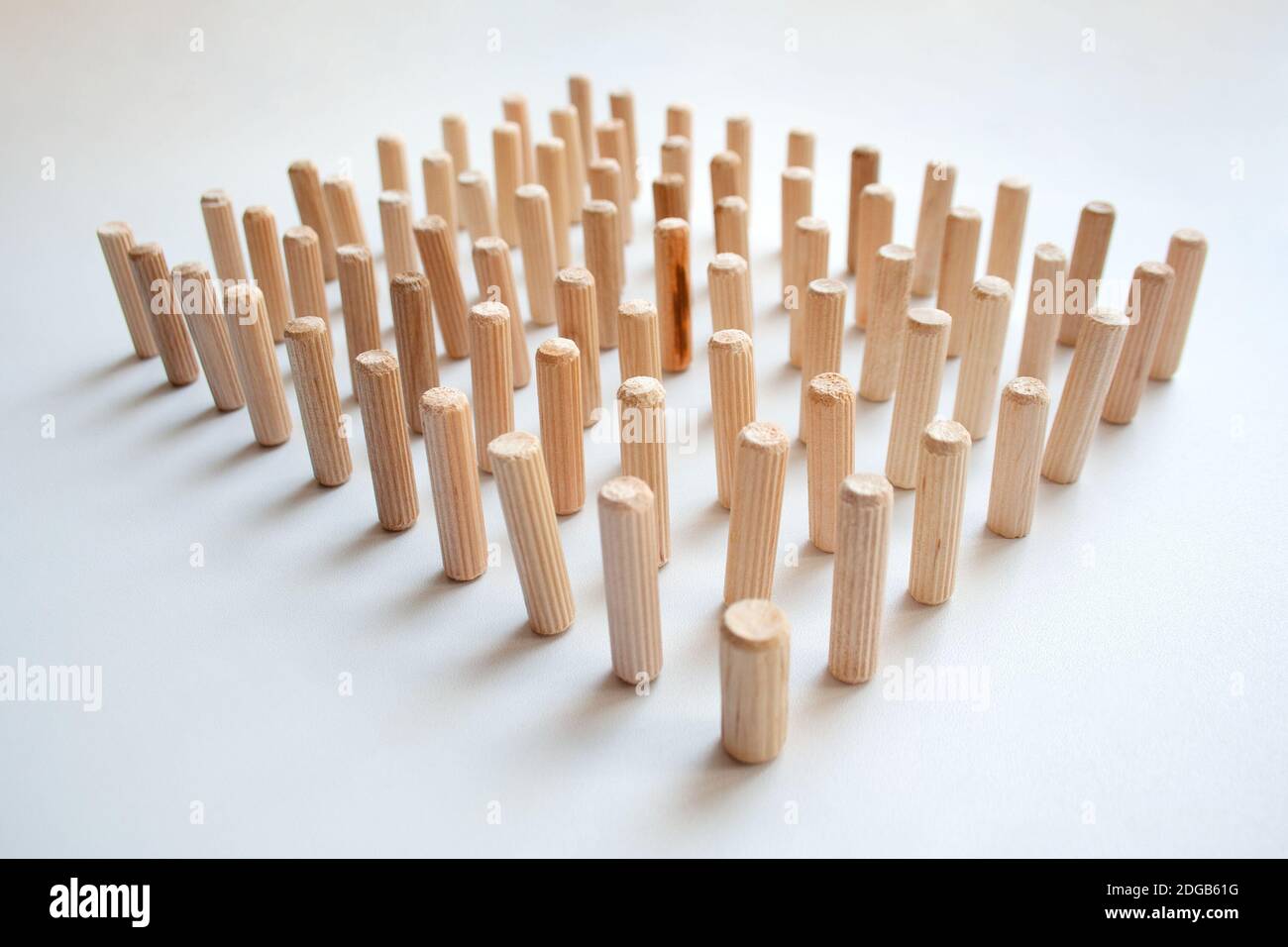 Wooden tubular units rectangular composition isolated on white ...