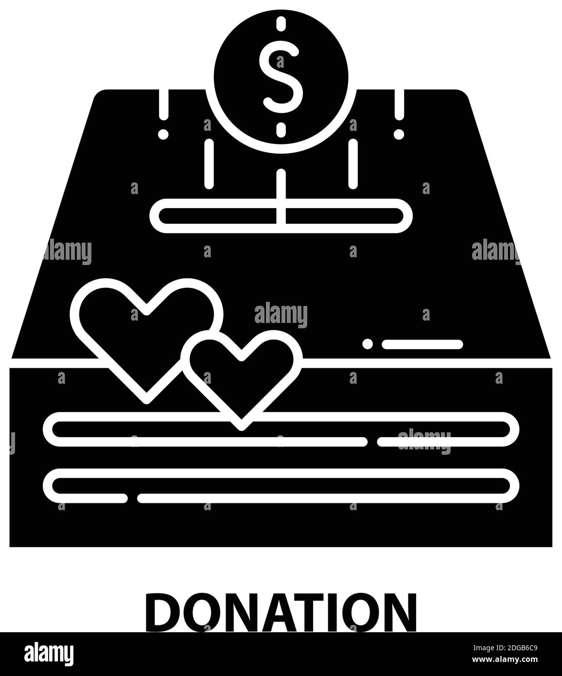 donation symbol icon, black vector sign with editable strokes, concept ...