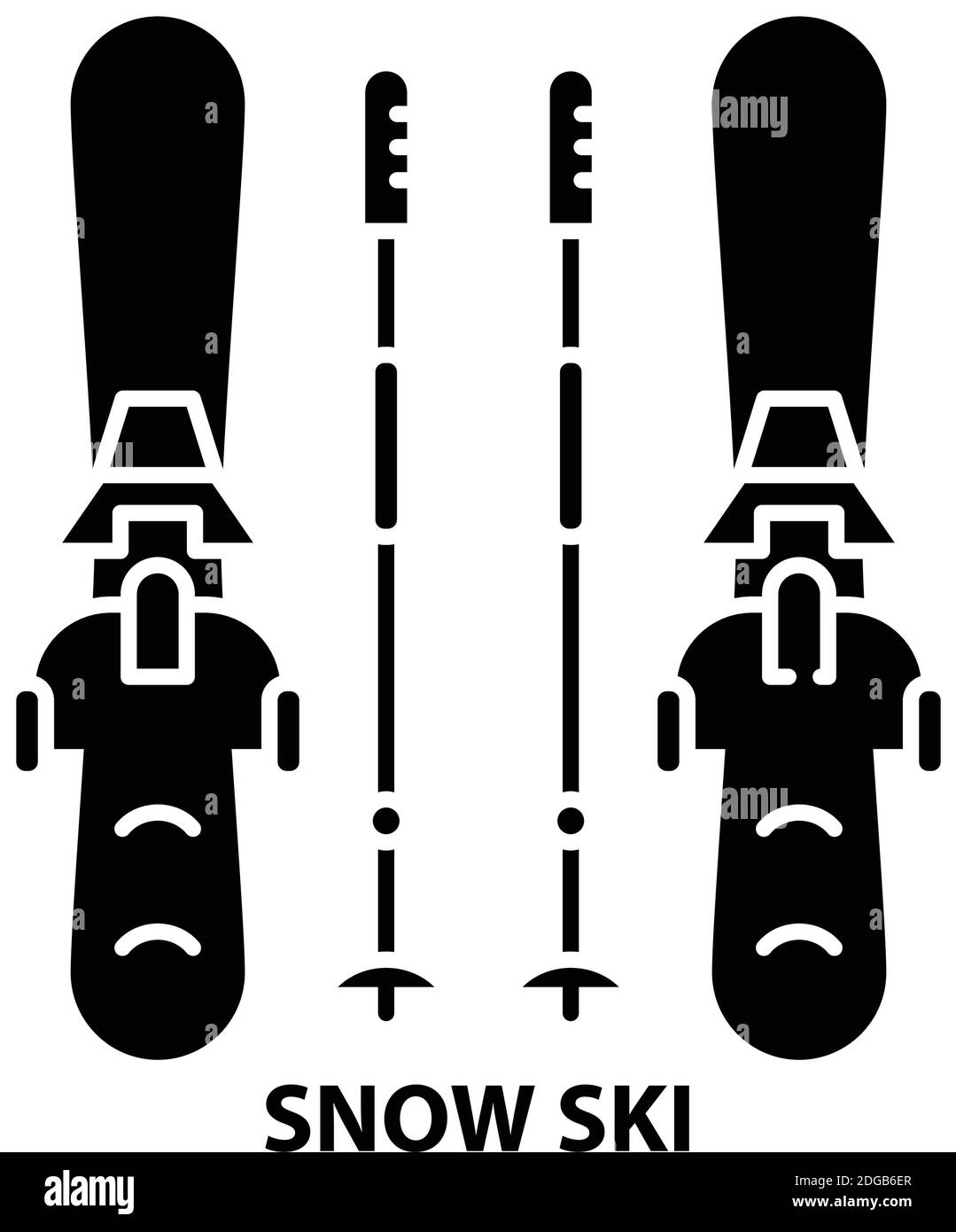 snow ski icon, black vector sign with editable strokes, concept ...