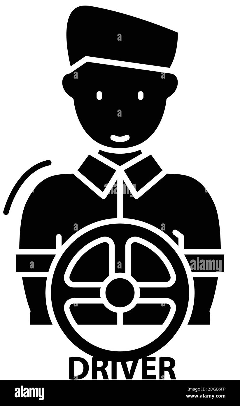 driver icon, black vector sign with editable strokes, concept ...