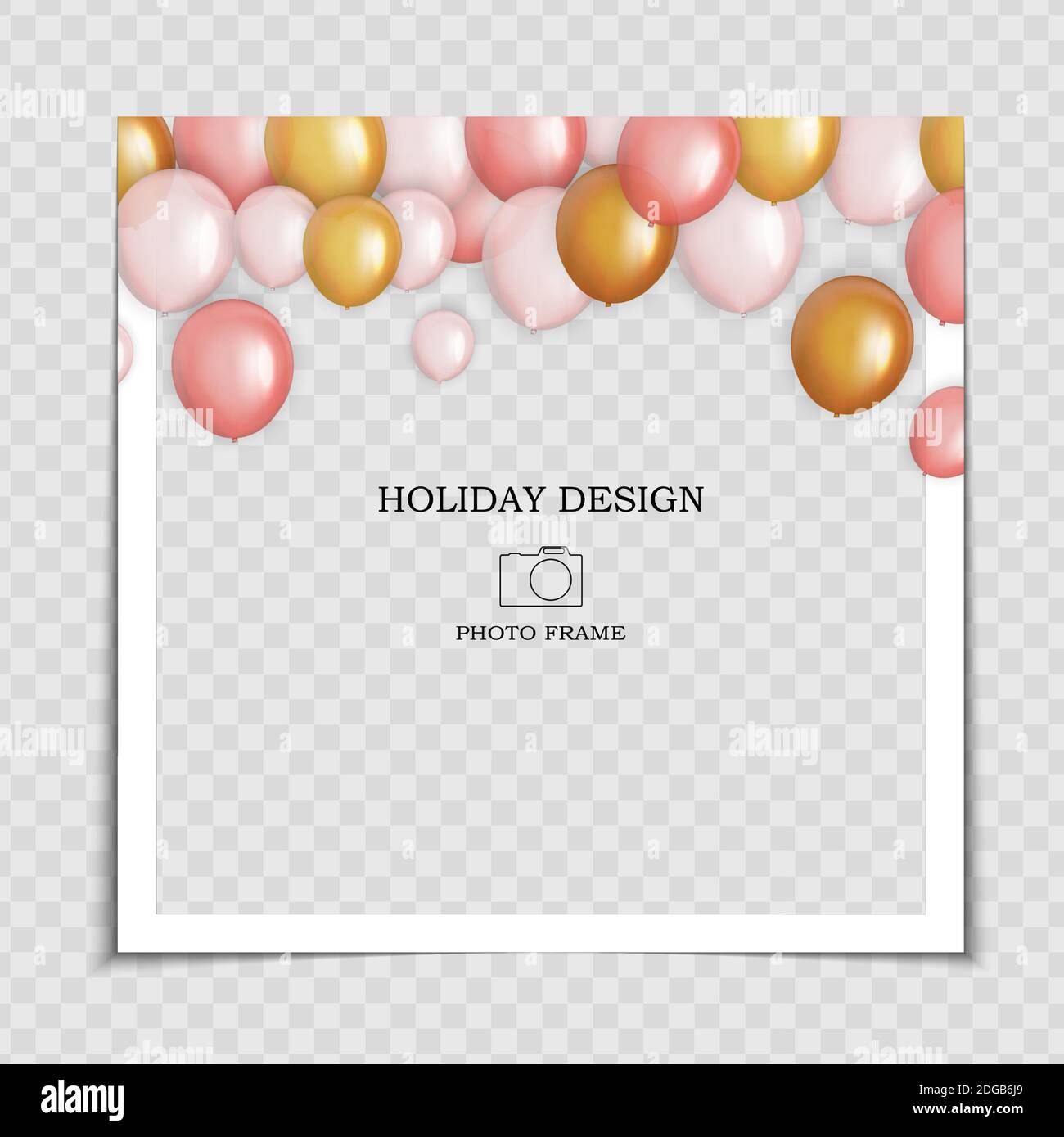 Party Holiday Photo Frame Template with balloons for post in Social ...