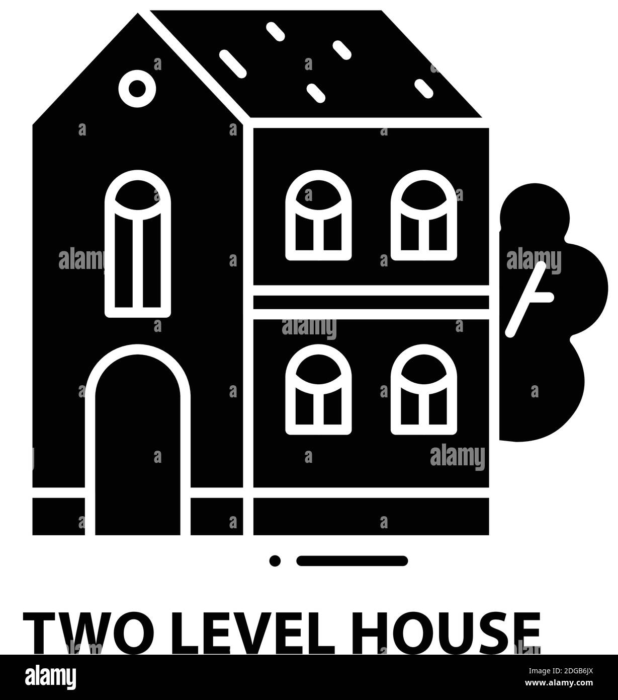 two level house icon, black vector sign with editable strokes, concept ...