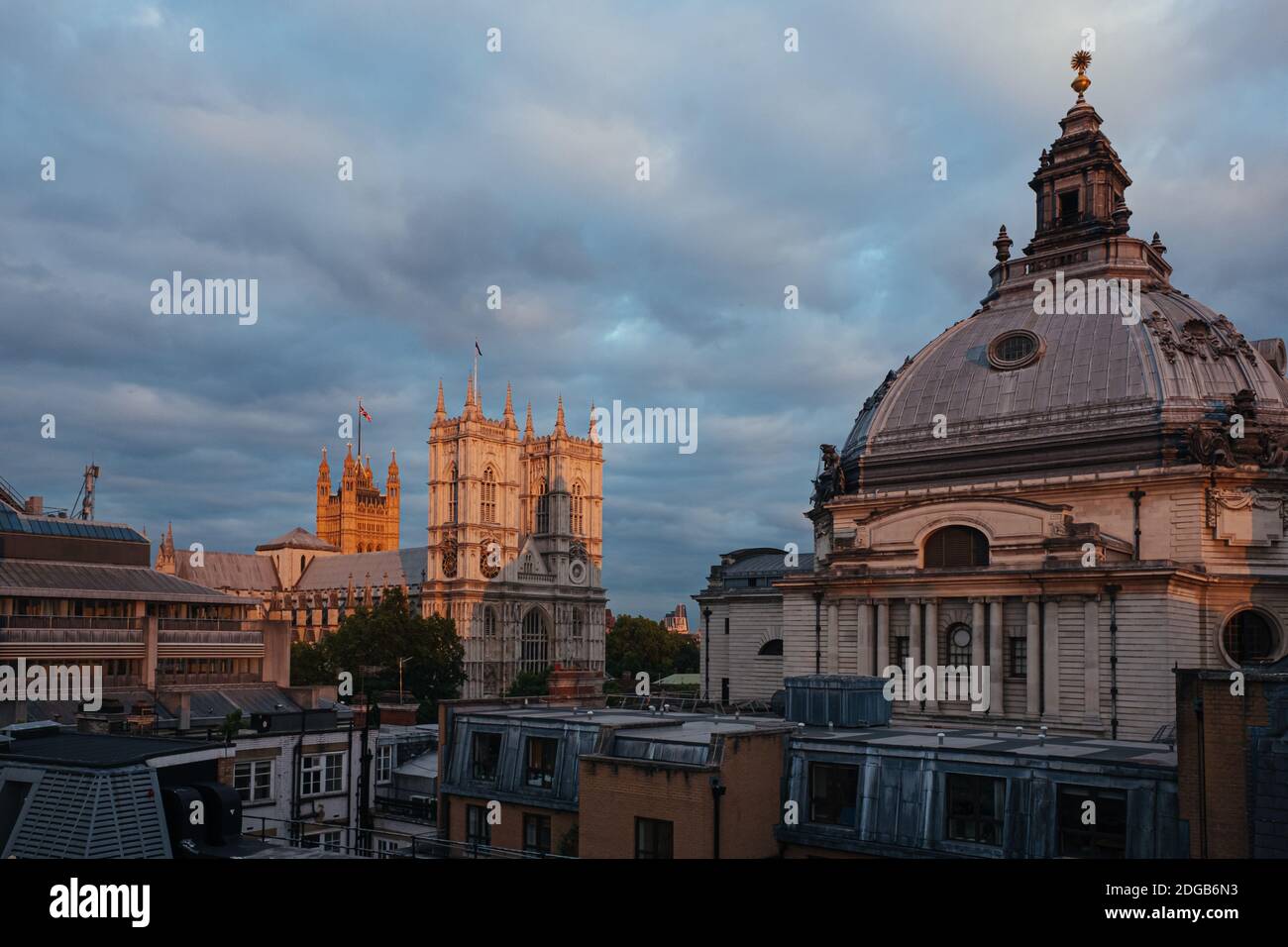 The baroque dome of Methodist Central Hall, western facade of ...