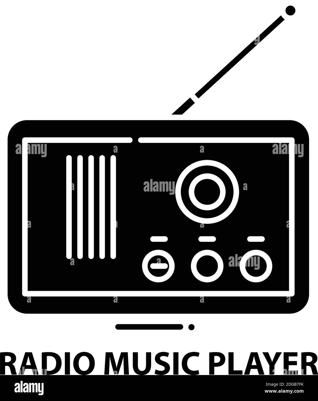 radio music player icon, black vector sign with editable strokes ...