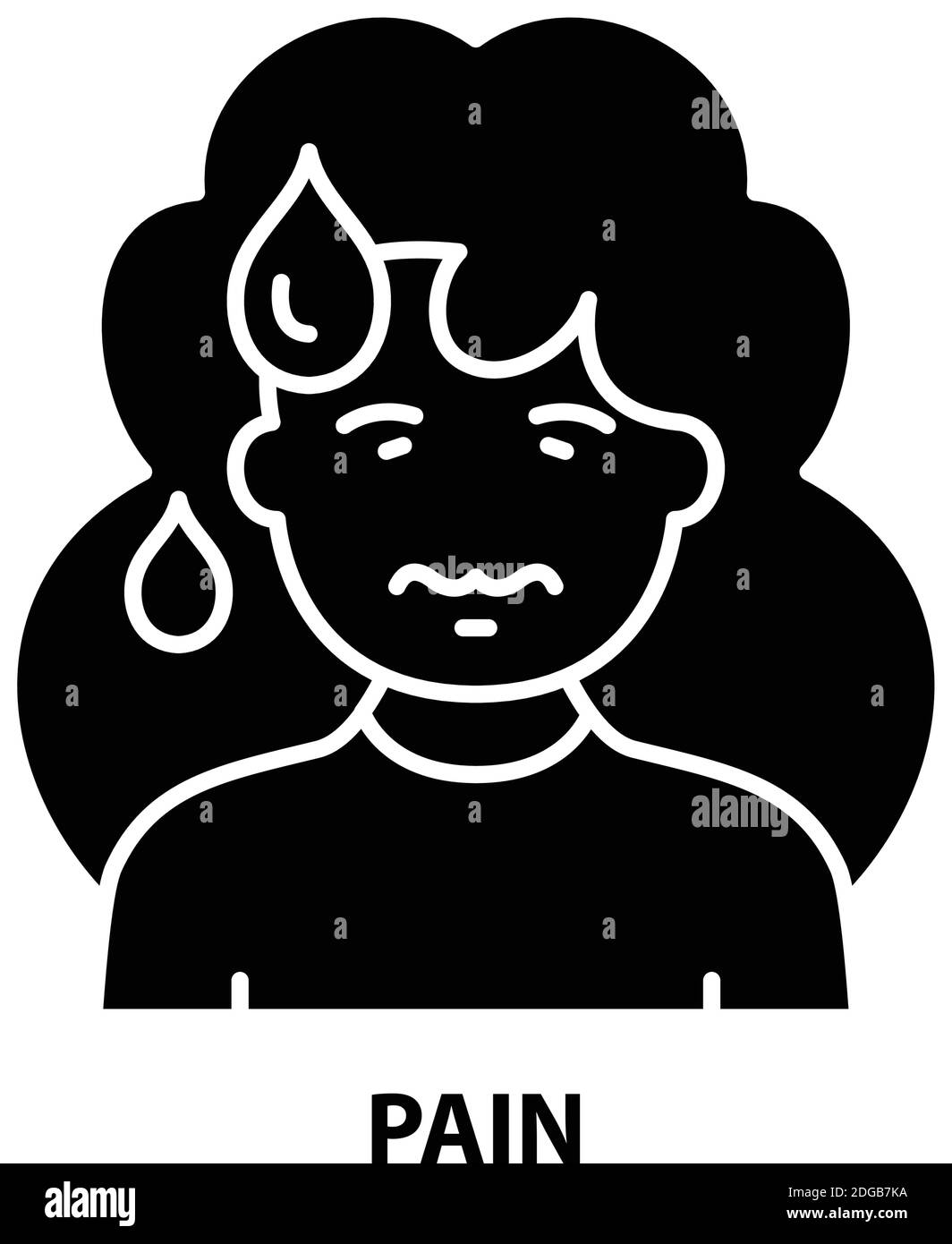 pain icon, black vector sign with editable strokes, concept ...