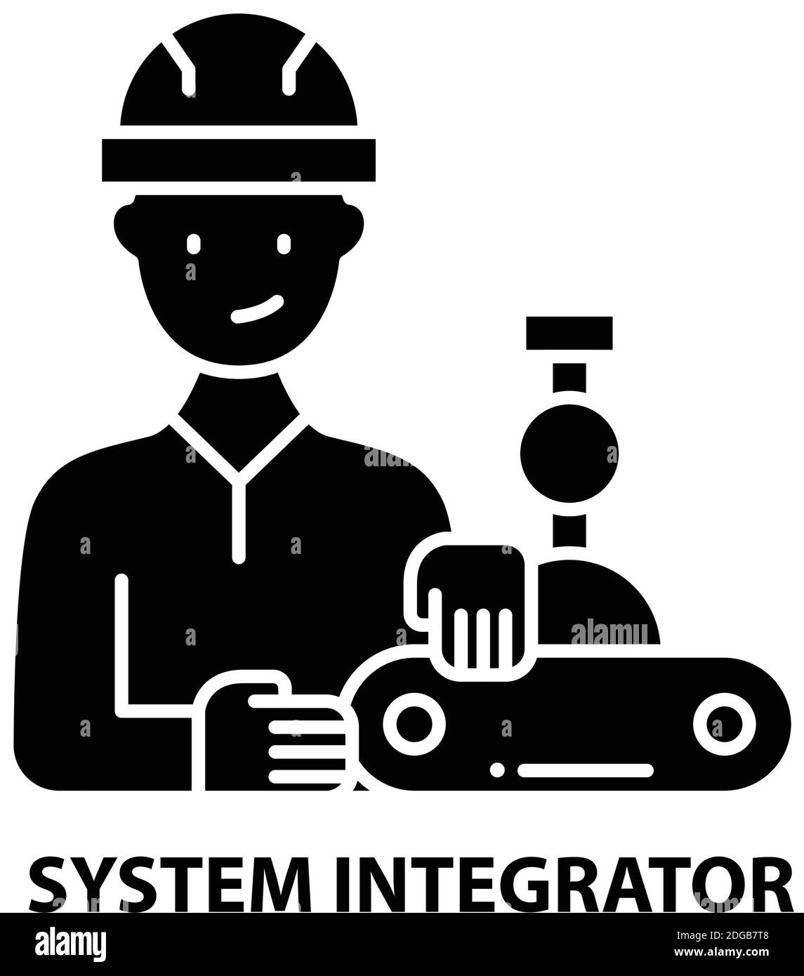 system integrator icon, black vector sign with editable strokes ...