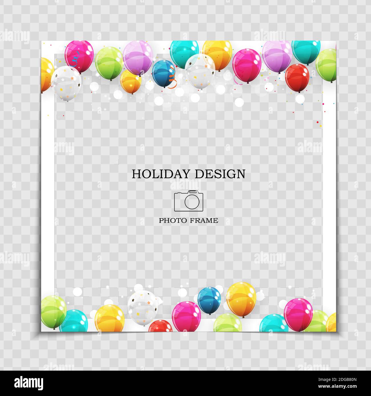 Party Holiday Photo Frame Template with balloons for post in Social ...