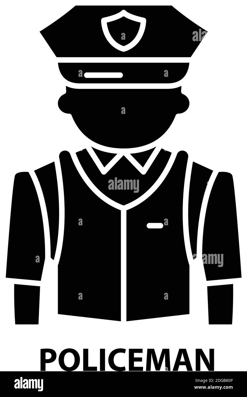 policeman icon, black vector sign with editable strokes, concept ...