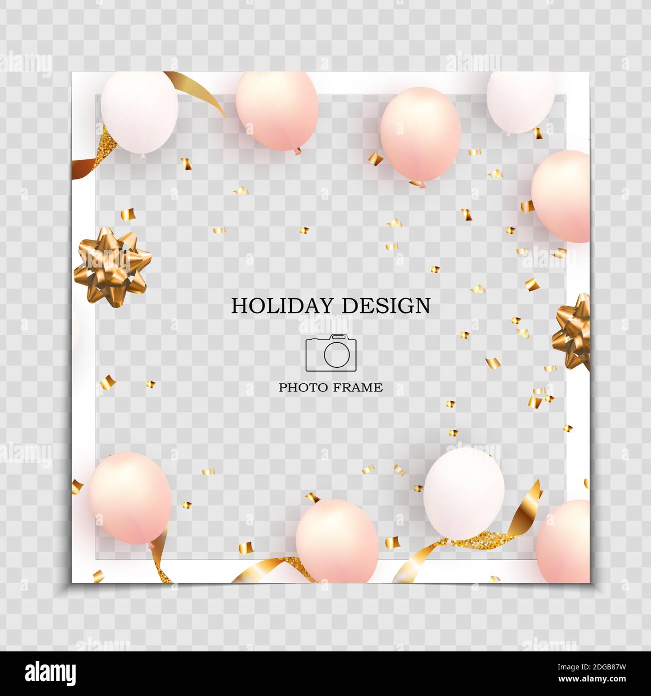 Party Holiday Photo Frame Template with balloons for post in Social ...