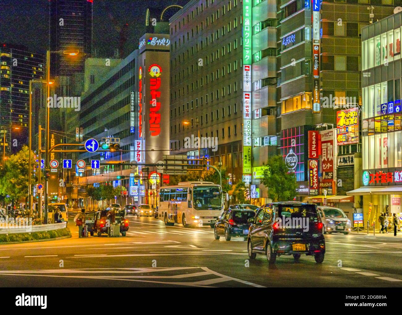 Osaka Urban Night Street Scene, Japan Stock Photo - Alamy