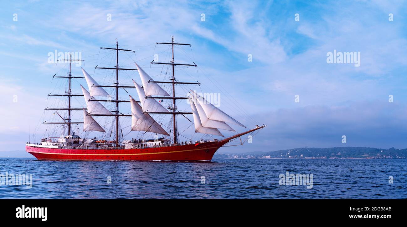 Tall ship regatta in the Baie De Douarnenez, Finistere, Brittany ...