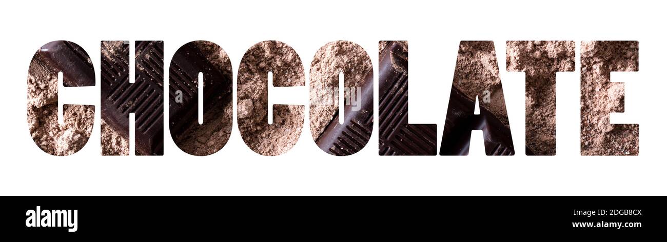 The word chocolate composite with chocolate photo inside Stock Photo ...
