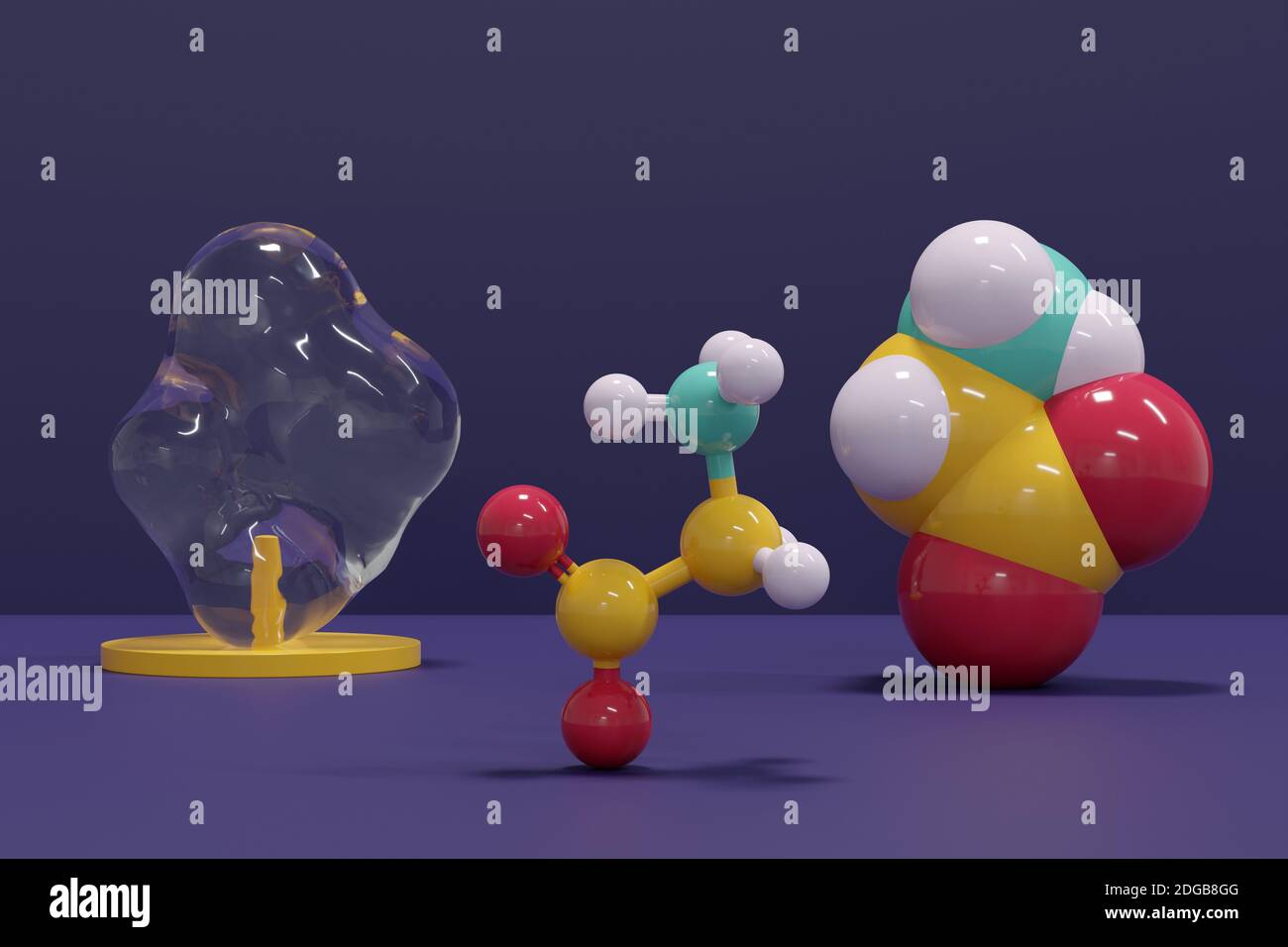 Glycine (Gly, G) amino acid molecule. 3D rendering. Still life ...